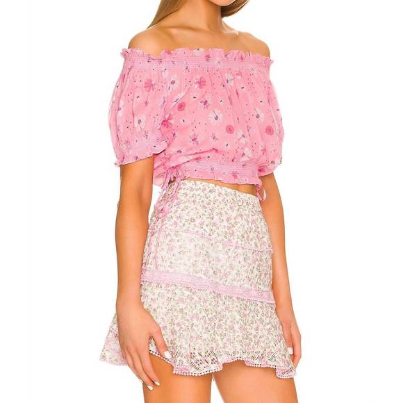 LoveShackFancy | Tops | New Loveshackfancy Rosalinda Crop Top In Coral ...